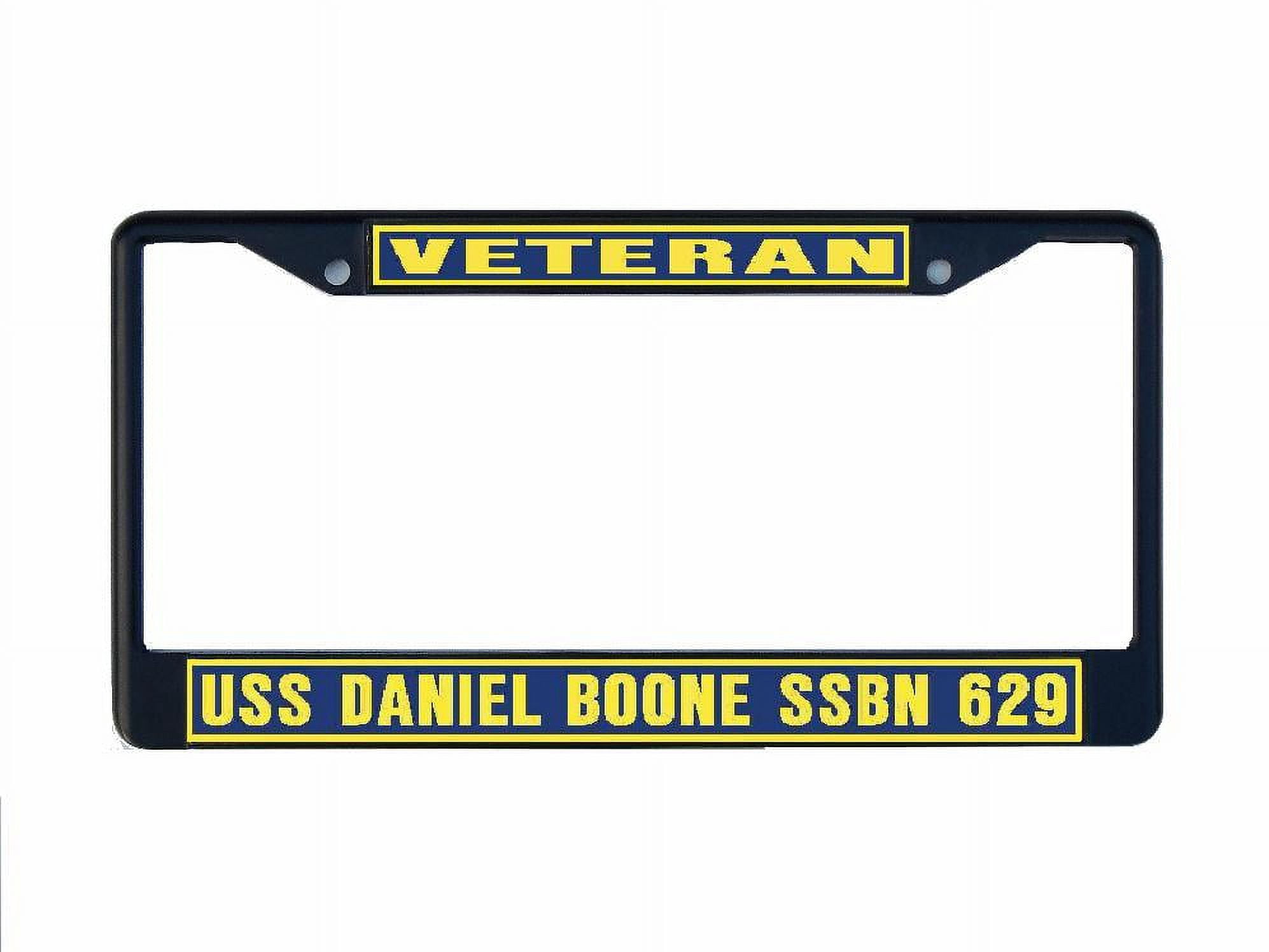 USS DANIEL BOONE SSBN 629 License Plate Frame Black Metal Military Navy ...