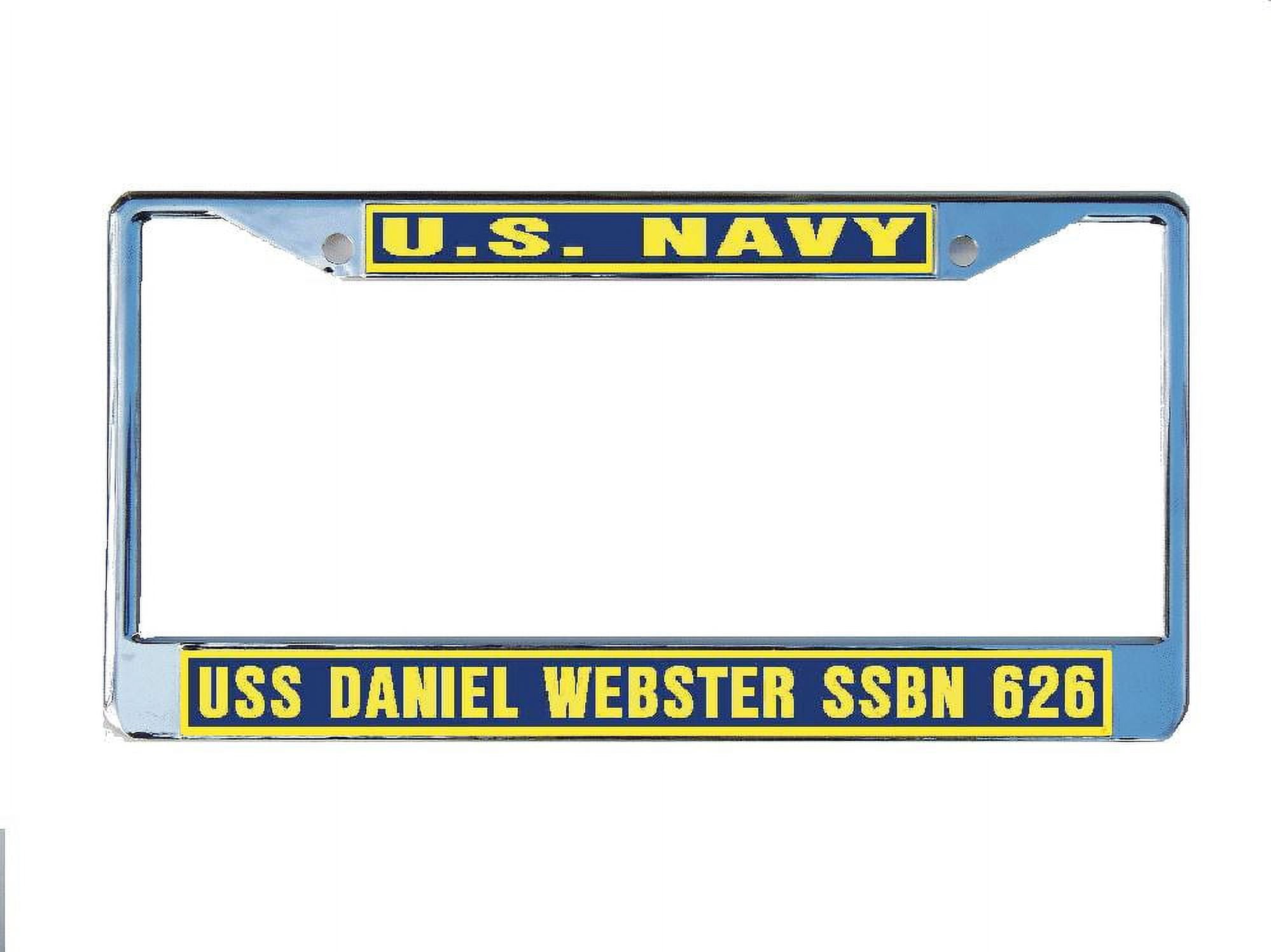 USS DANIEL WEBSTER SSBN 626 License Plate Frame Chrome Metal Military ...