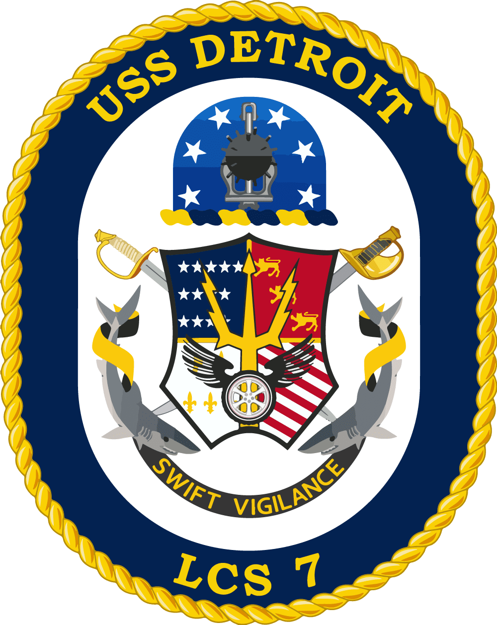 USS Detroit LCS-7 Badge Sticker Decal Freedom Class Littoral combat ...