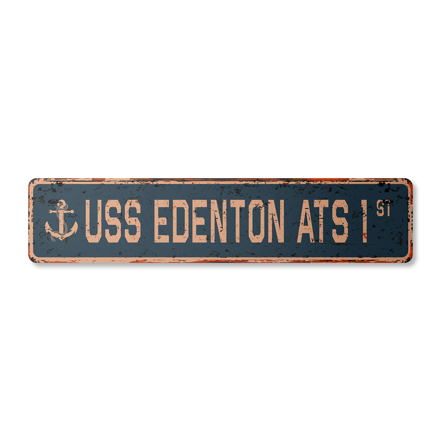USS EDENTON ATS 1 Vintage Plastic Street Sign us navy ship veteran ...