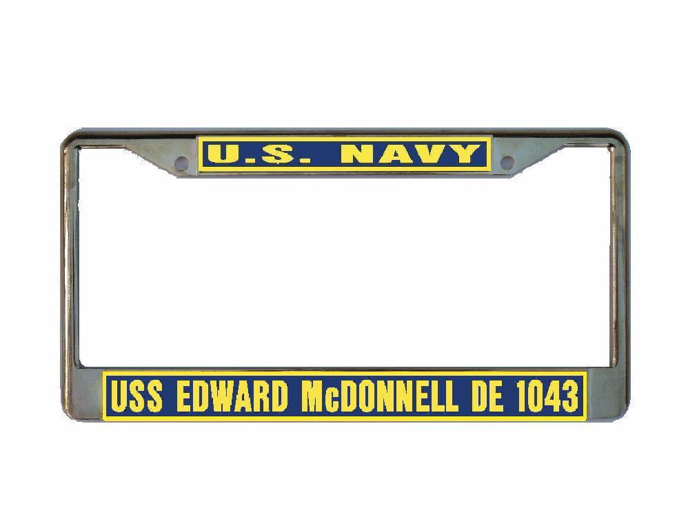 USS EDWARD McDONNELL DE 1043 License Plate Frame Gold Chrome Metal ...