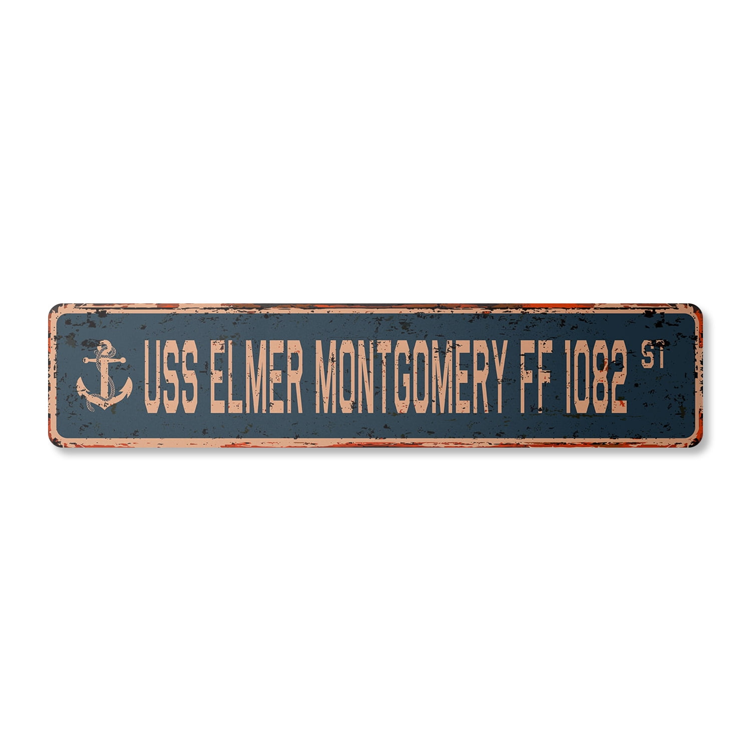 USS ELMER MONTGOMERY FF 1082 Vintage Plastic Street Sign us navy ship ...