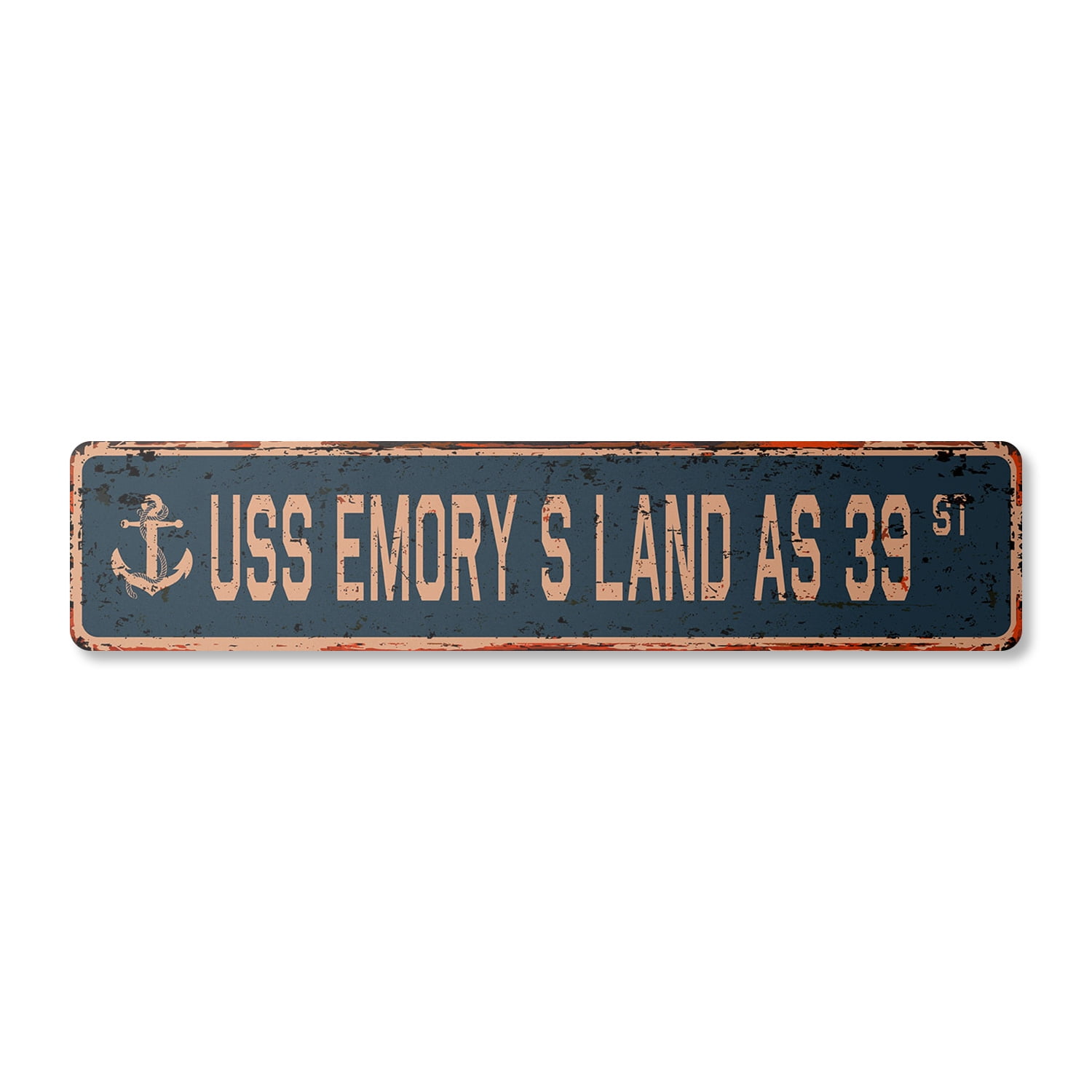 USS EMORY S LAND AS 39 Vintage Plastic Street Sign us navy ship veteran ...
