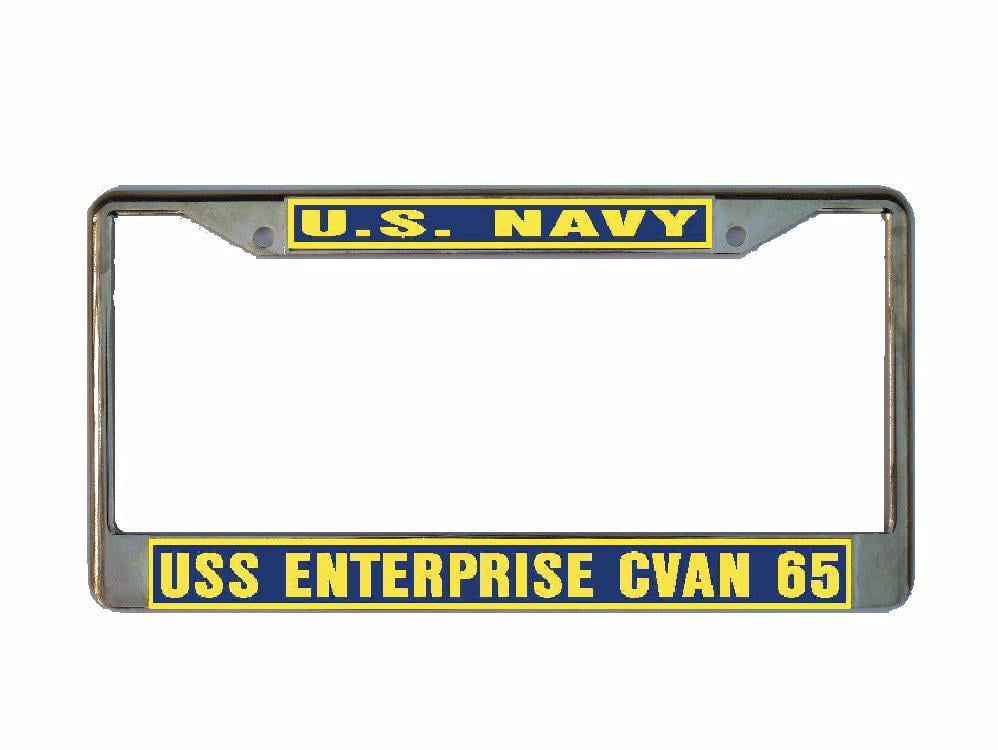 USS ENTERPRISE CVAN 65 License Plate Frame Gold Chrome Metal Military ...
