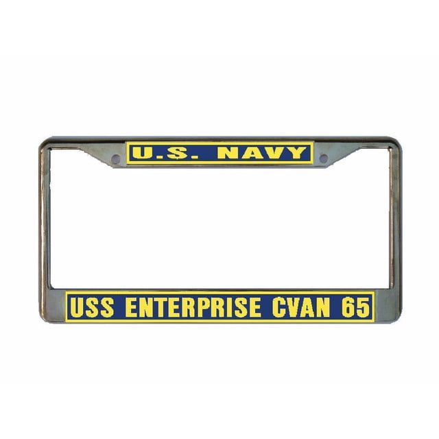 USS ENTERPRISE CVAN 65 License Plate Frame Gold Chrome Metal Military ...