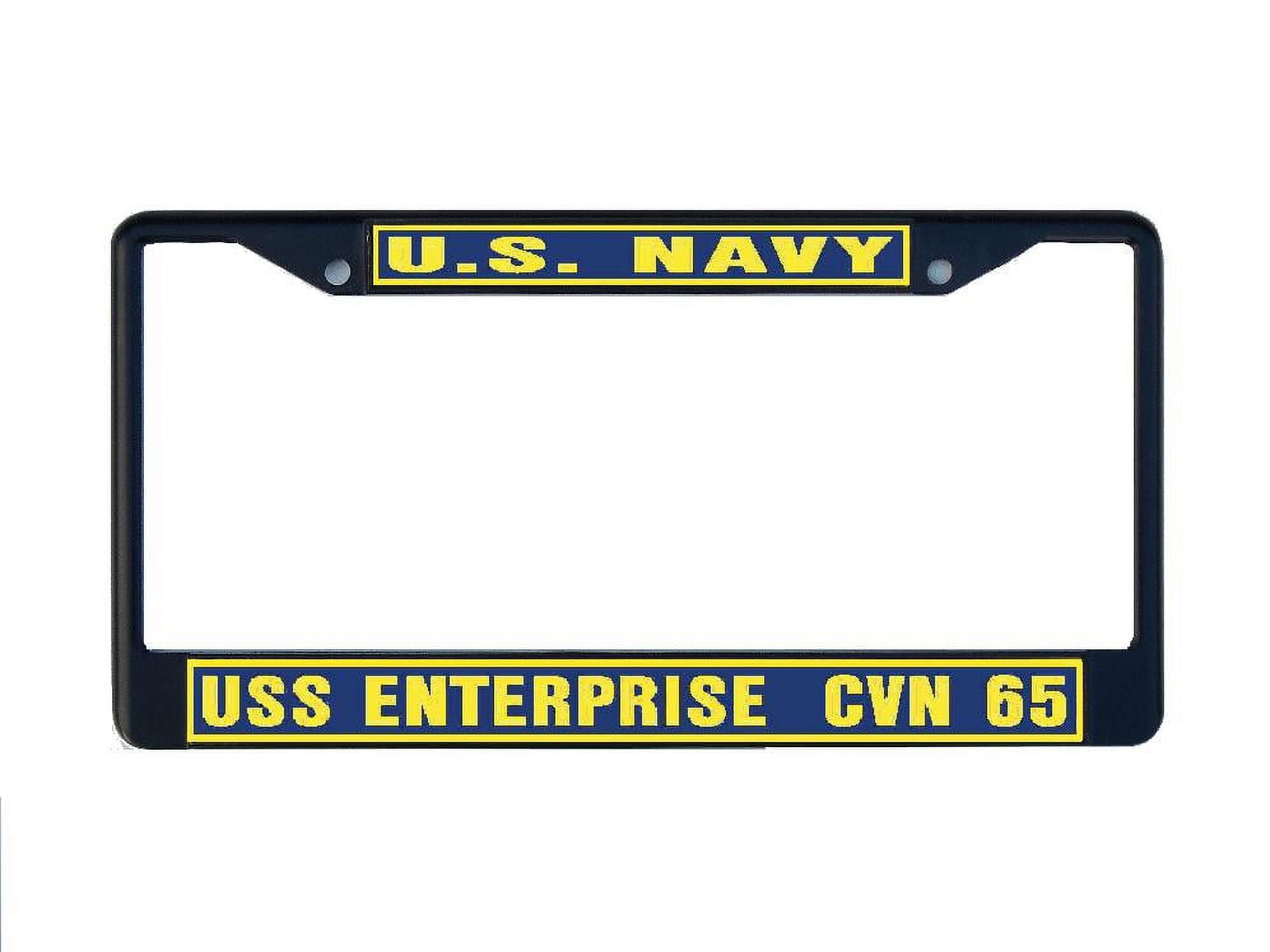 USS ENTERPRISE CVN 65 License Plate Frame Black Metal Military Navy USN ...