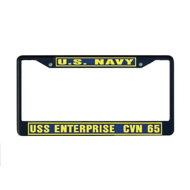 USS ENTERPRISE CVN 65 License Plate Frame Black Metal Military Navy USN ...