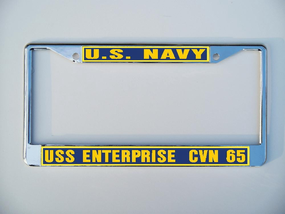 USS ENTERPRISE CVN 65 License Plate Frame Chrome Metal Military Navy ...