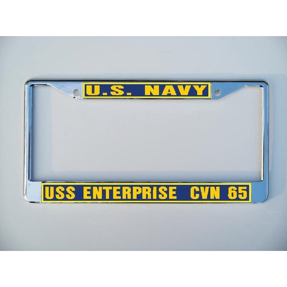 USS ENTERPRISE CVN 65 License Plate Frame Chrome Metal Military Navy ...