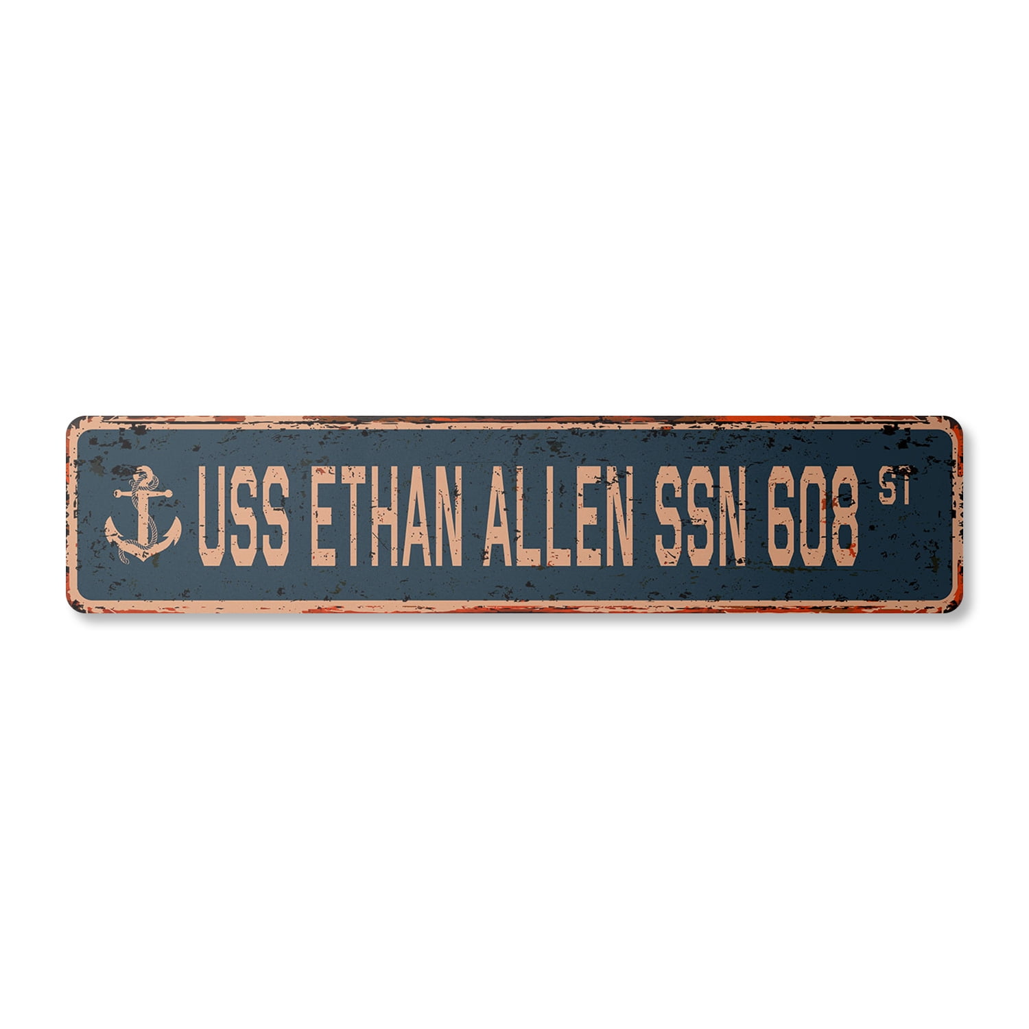 USS ETHAN ALLEN SSN 608 Vintage Aluminum Street Sign us navy ship ...