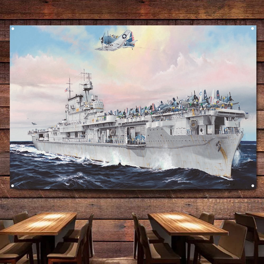 USS Enterprise (CV-6) 1942 Aircraft Carrier Battleship Wall Art Banners Flags Wall Chart Warship ...