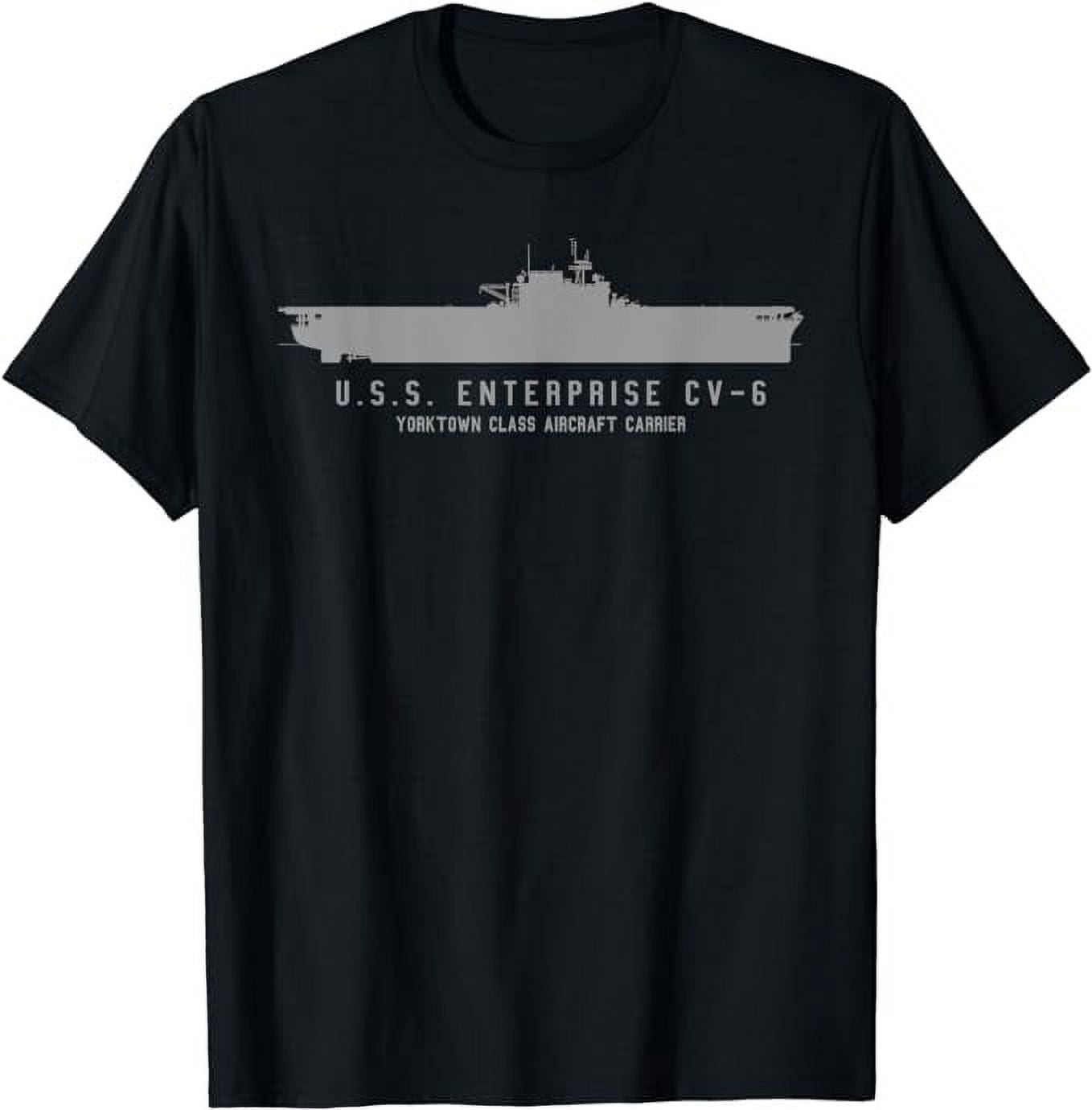 USS Enterprise CV 6 WWII Aircraft Carrier Tech Print T-shirt - Walmart.com