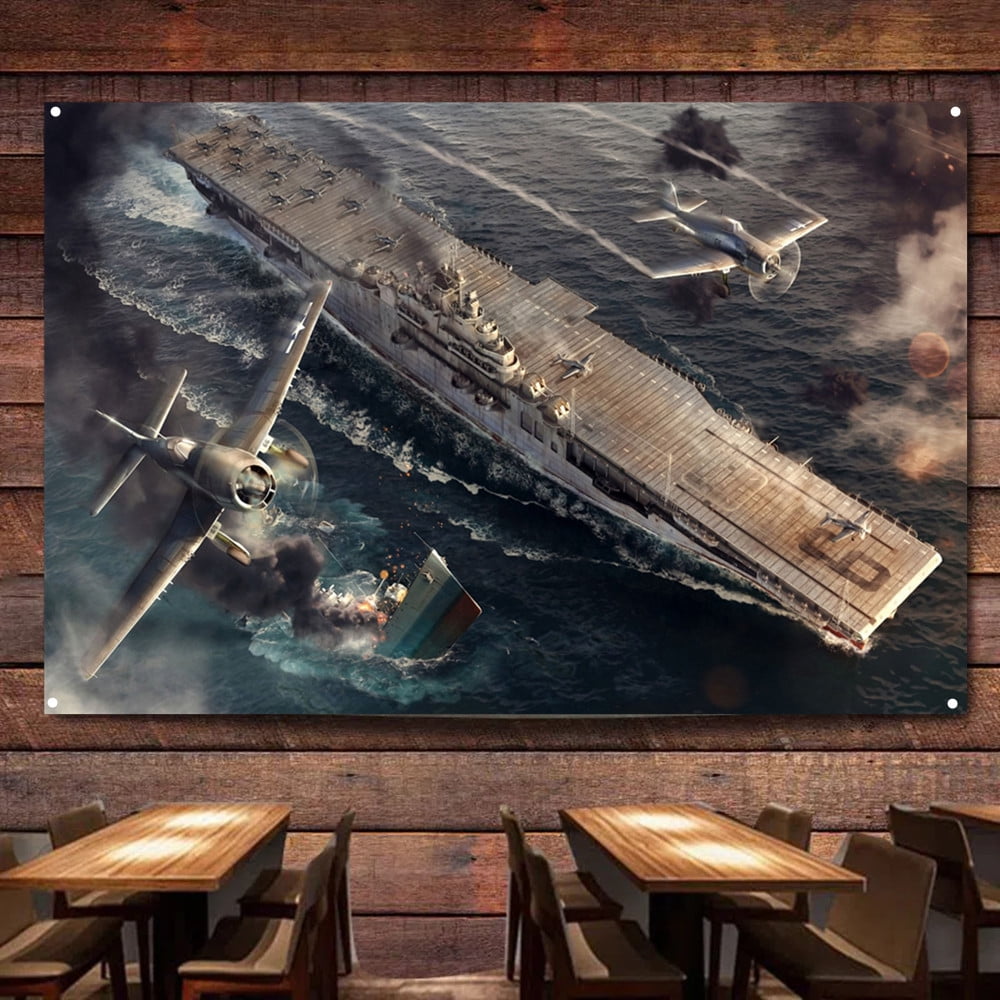 USS Essex (CV-09) Aircraft Carrier Battleship Wall Art Banners Hanging ...