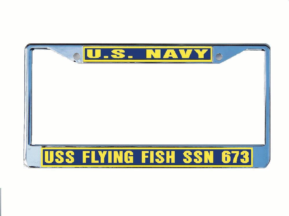 USS FLYING FISH SSN 673 License Plate Frame Chrome Metal Military Navy ...