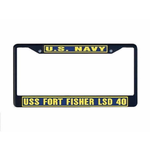 USS FORT FISHER LSD 40 License Plate Frame Black Metal Military Navy ...