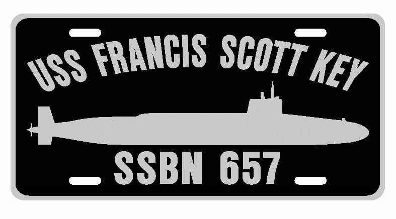 USS FRANCIS SCOTT KEY SSBN 657 Aluminum License Plate Military Navy USN ...