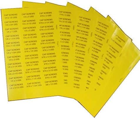 USS Fastener Bin Labels - Yellow, Vinyl, 1/4" to 1" x 1/2" to 6", 6 ...