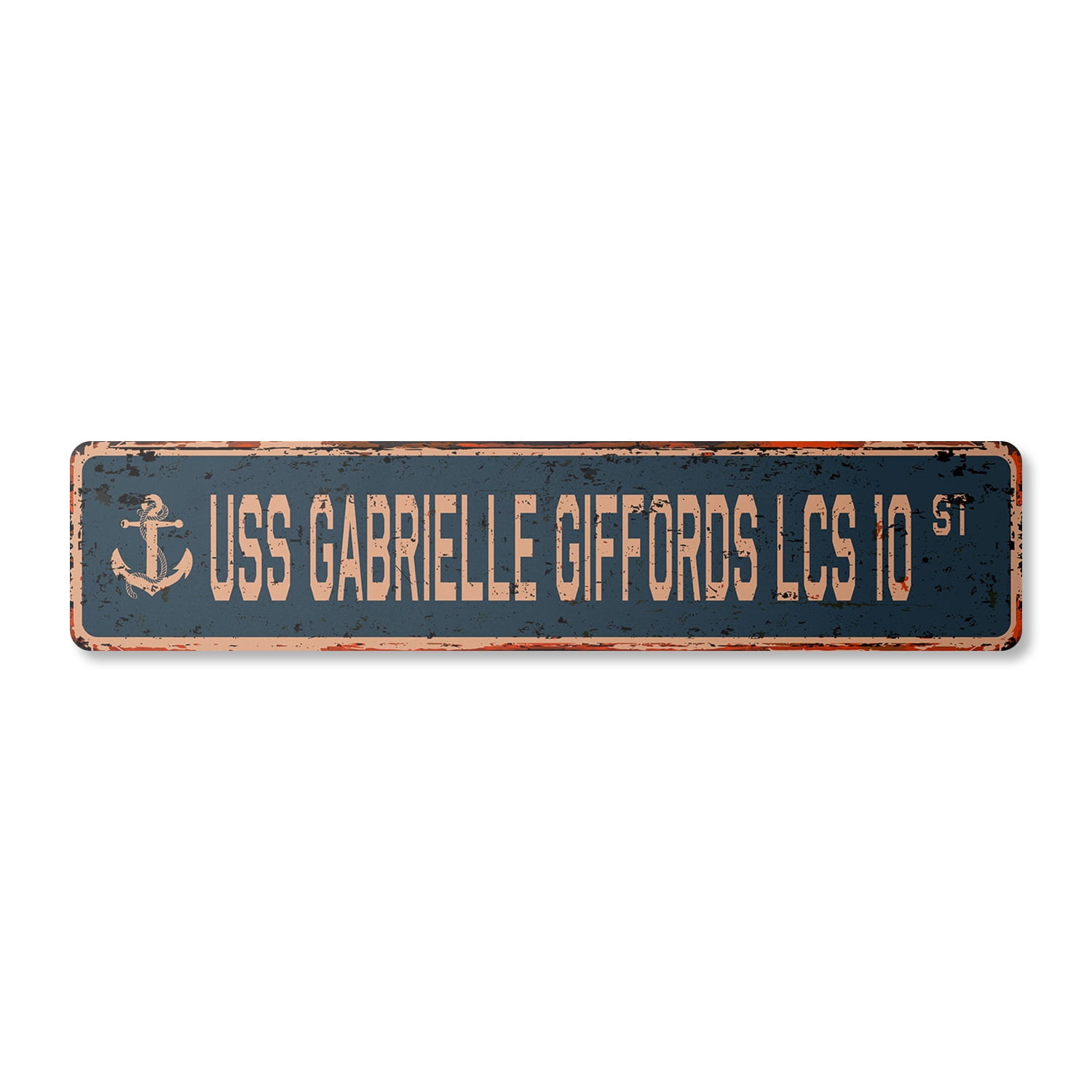 USS GABRIELLE GIFFORDS LCS 10 Vintage Aluminum Street Sign us navy ship ...