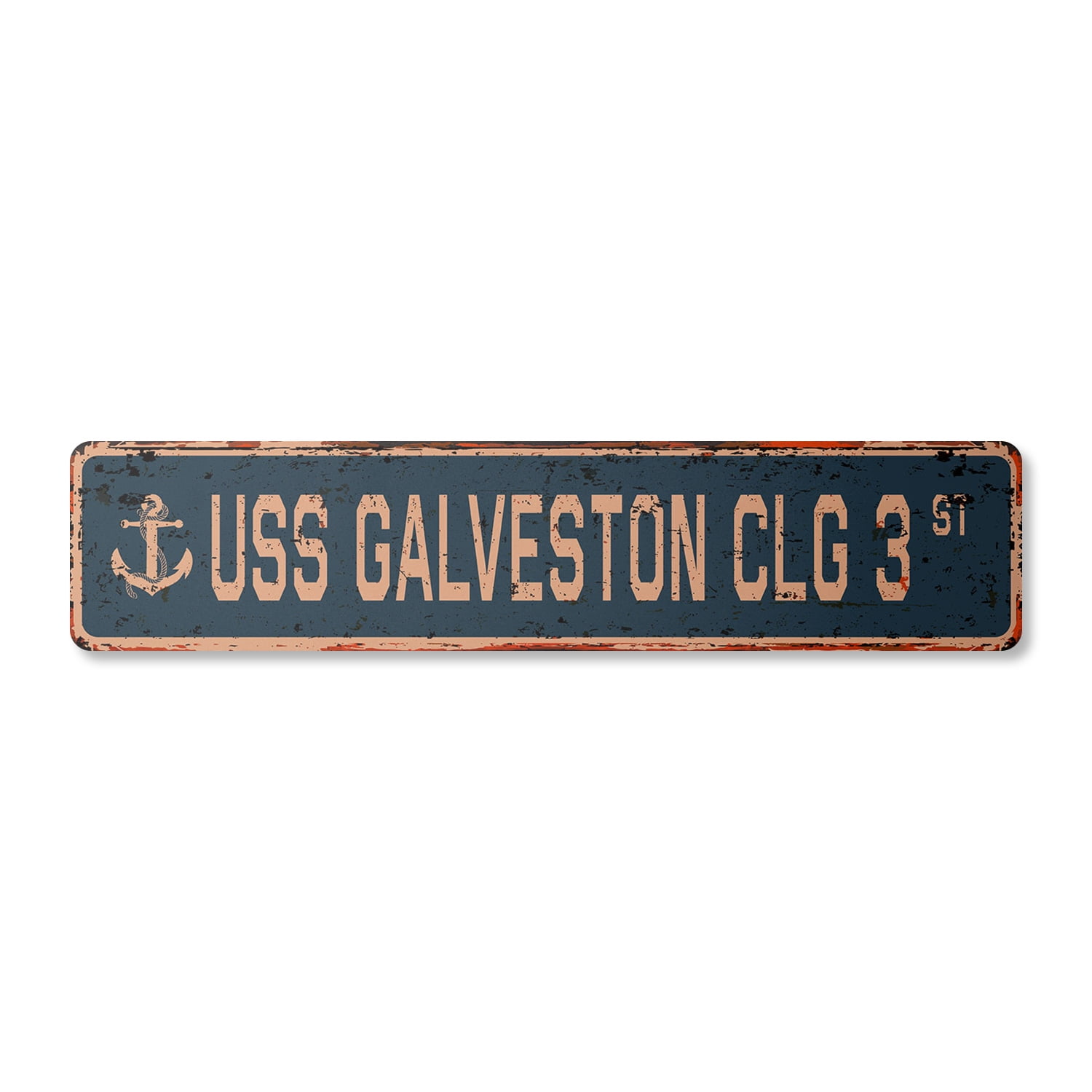 USS GALVESTON CLG 3 Vintage Aluminum Street Sign us navy ship veteran ...