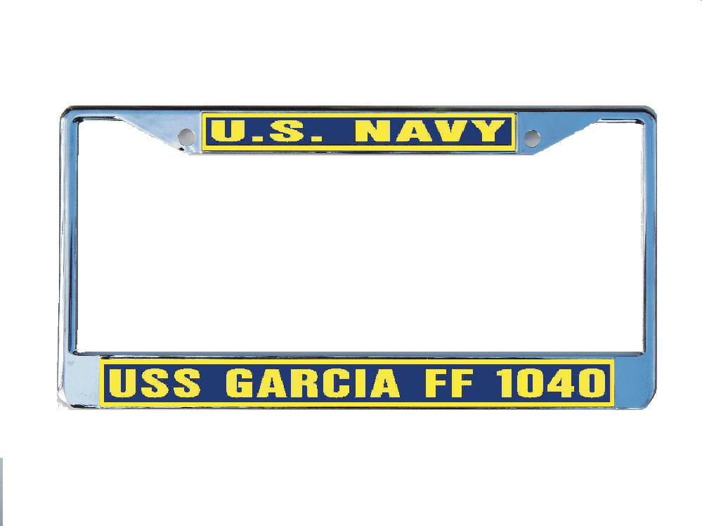 USS GARCIA FF 1040 License Plate Frame Chrome Metal Military Navy USN ...