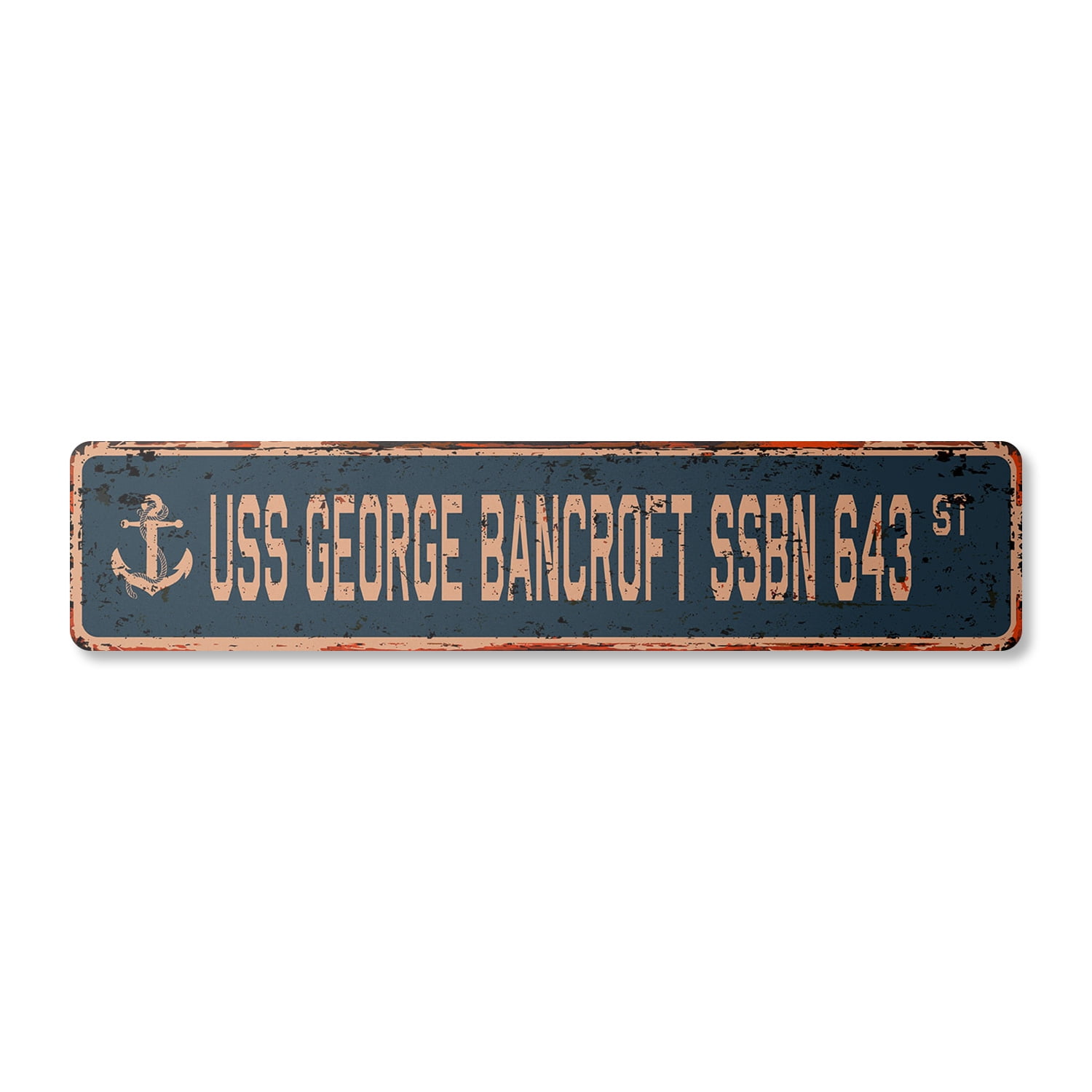 USS GEORGE BANCROFT SSBN 643 Vintage Aluminum Street Sign us navy ship ...