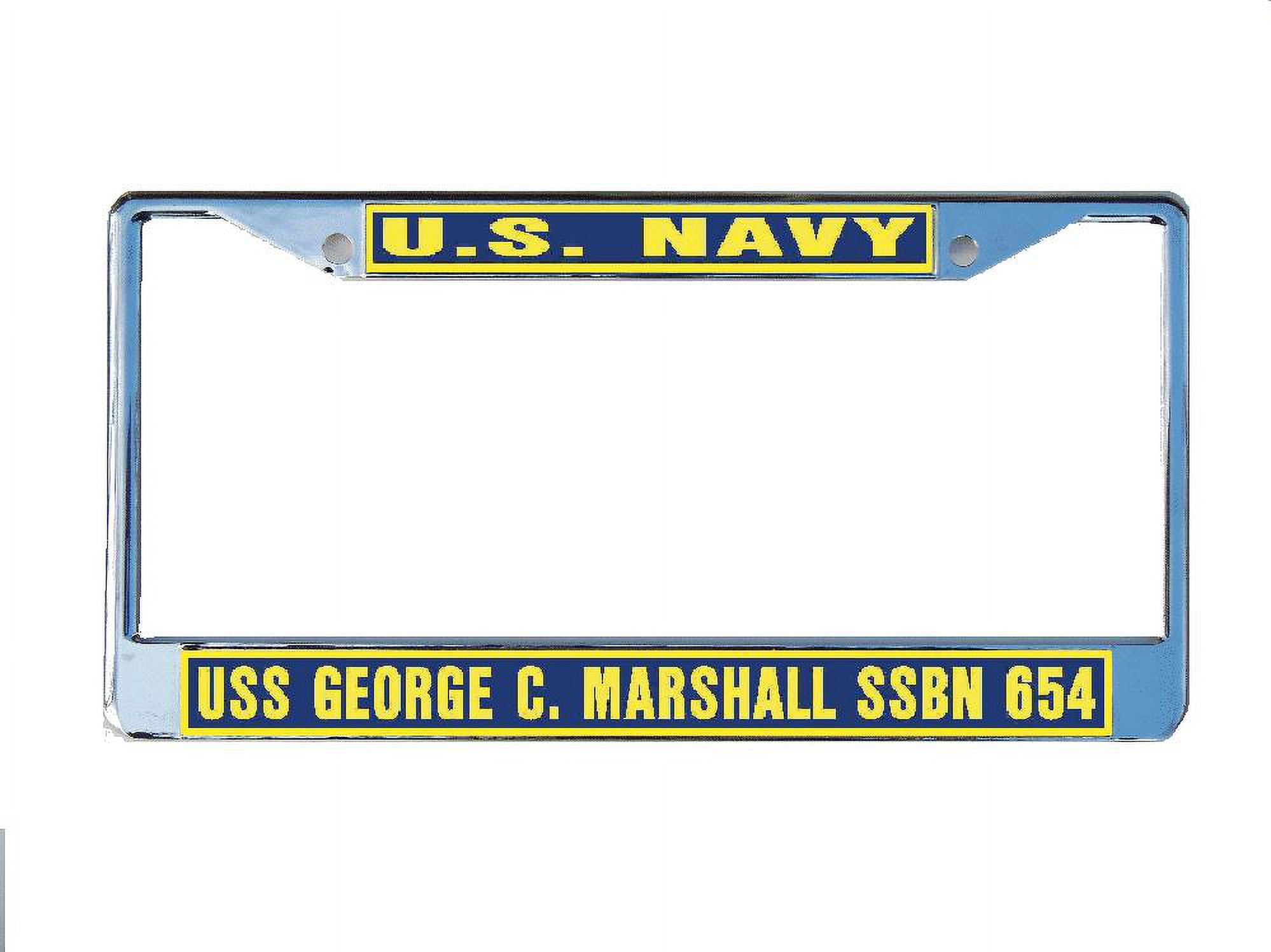 USS GEORGE C MARSHAL SSBN 654 License Plate Frame Chrome Metal Military ...