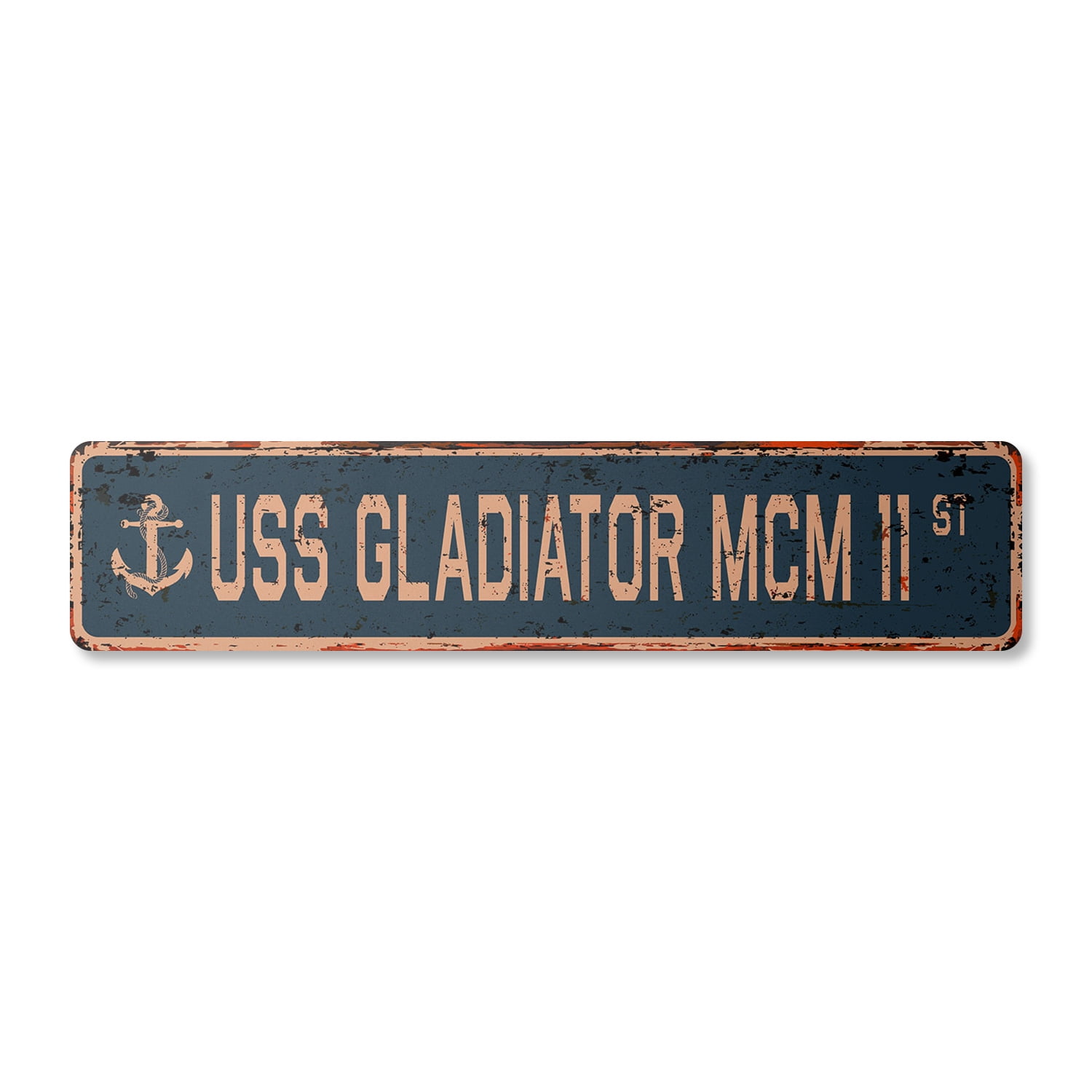 USS GLADIATOR MCM 11 Vintage Plastic Street Sign us navy ship veteran ...