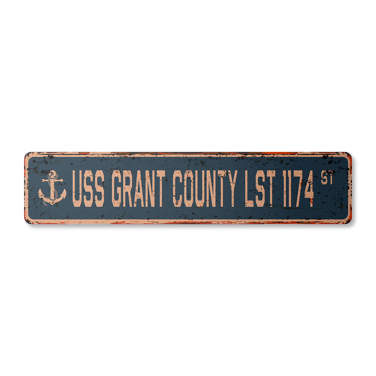 USS GRANT COUNTY LST 1174 Vintage Plastic Street Sign us navy ship ...