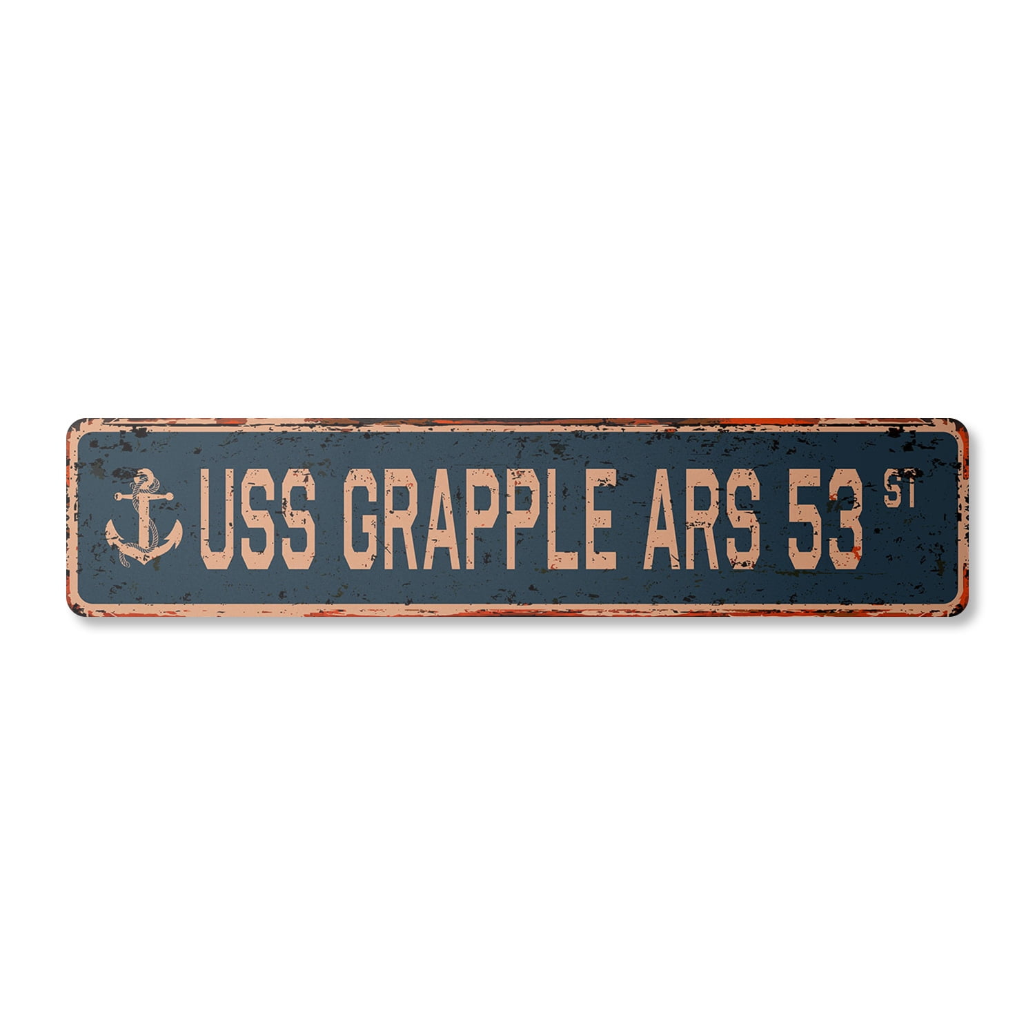 USS GRAPPLE ARS 53 Vintage Plastic Street Sign us navy ship veteran ...
