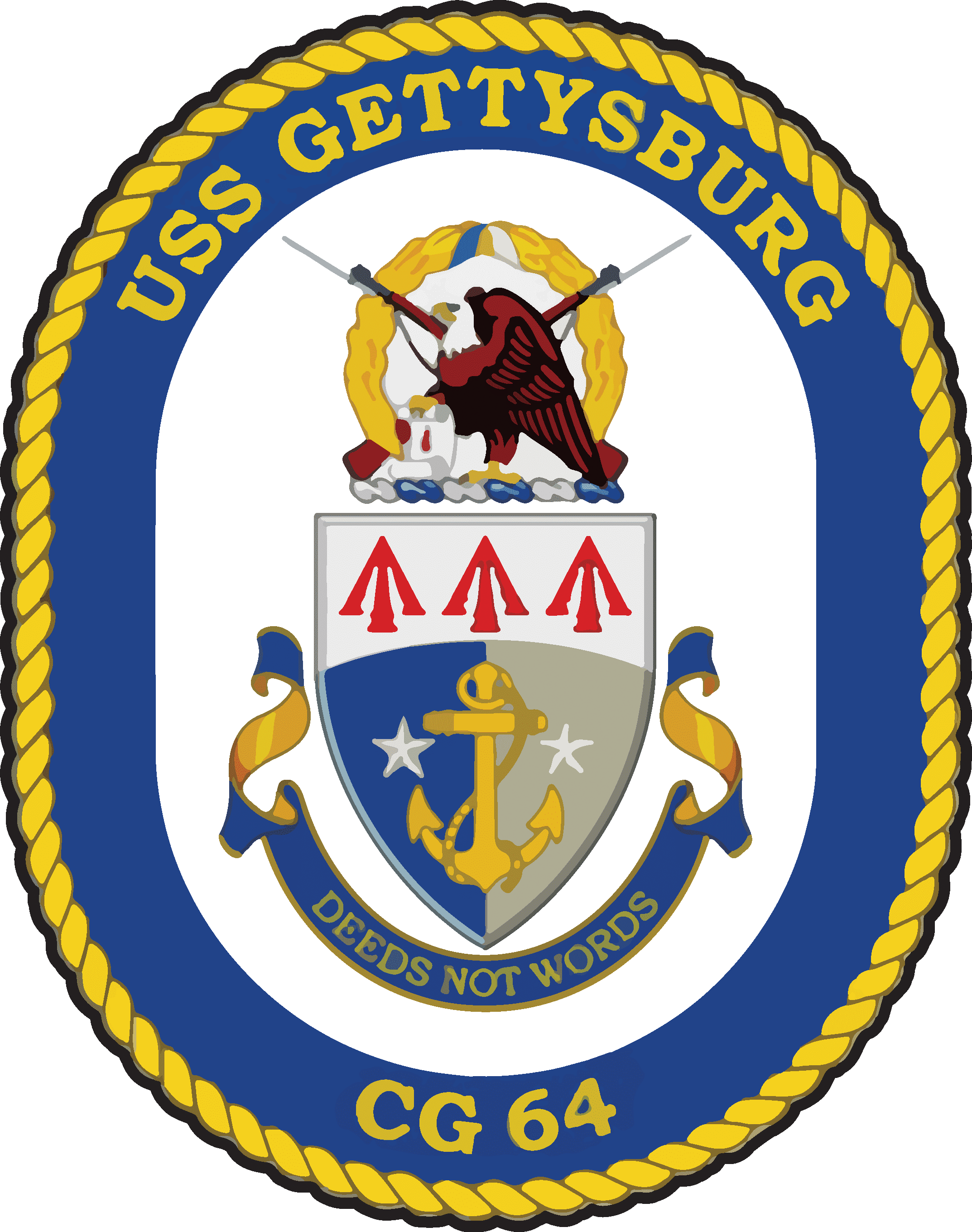USS Gettysburg CG-64 Badge Sticker Decal Ticonderoga Class Cruiser Car ...