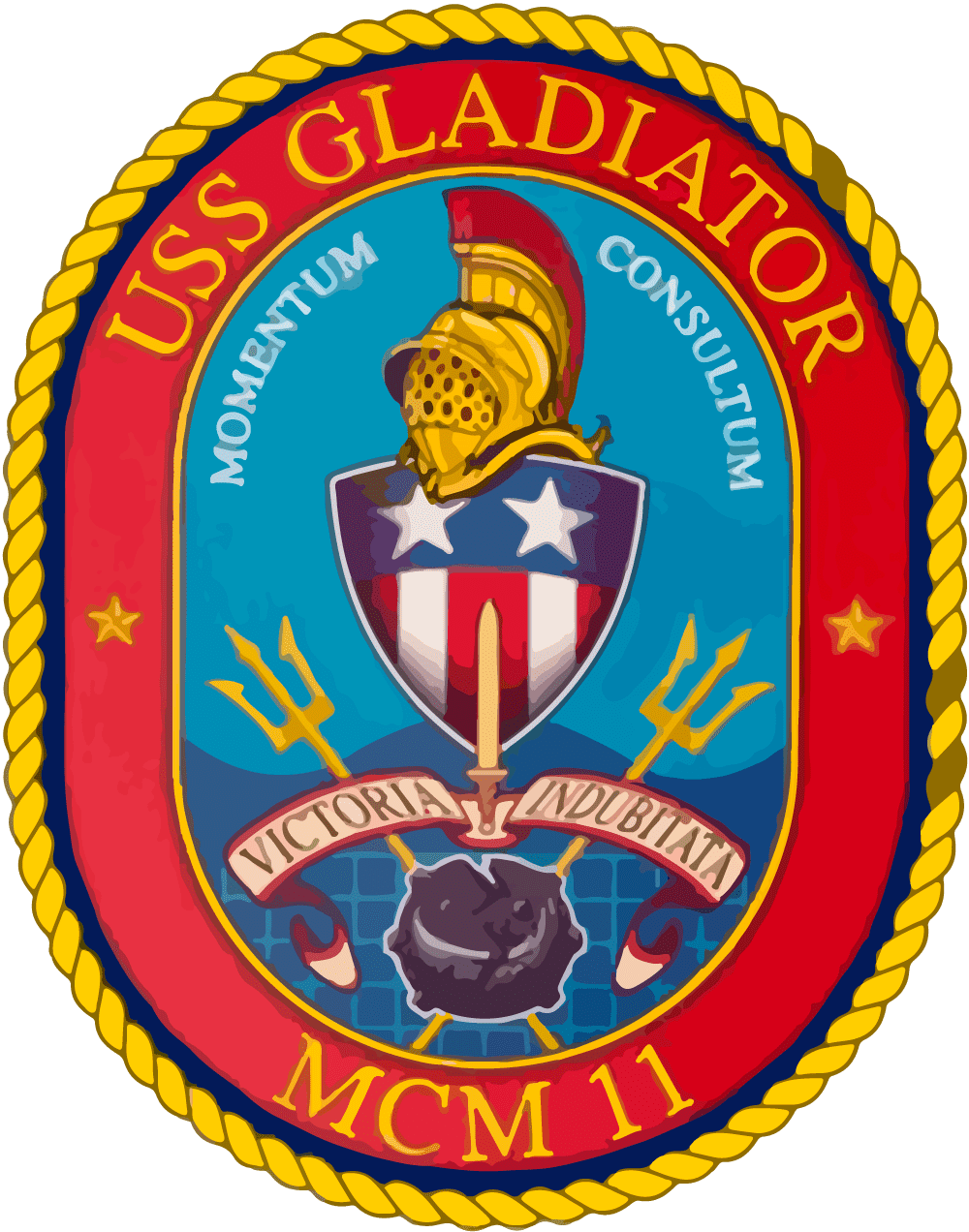 USS Gladiator MCM-11 Badge Sticker Decal Avenger Class Mine ...