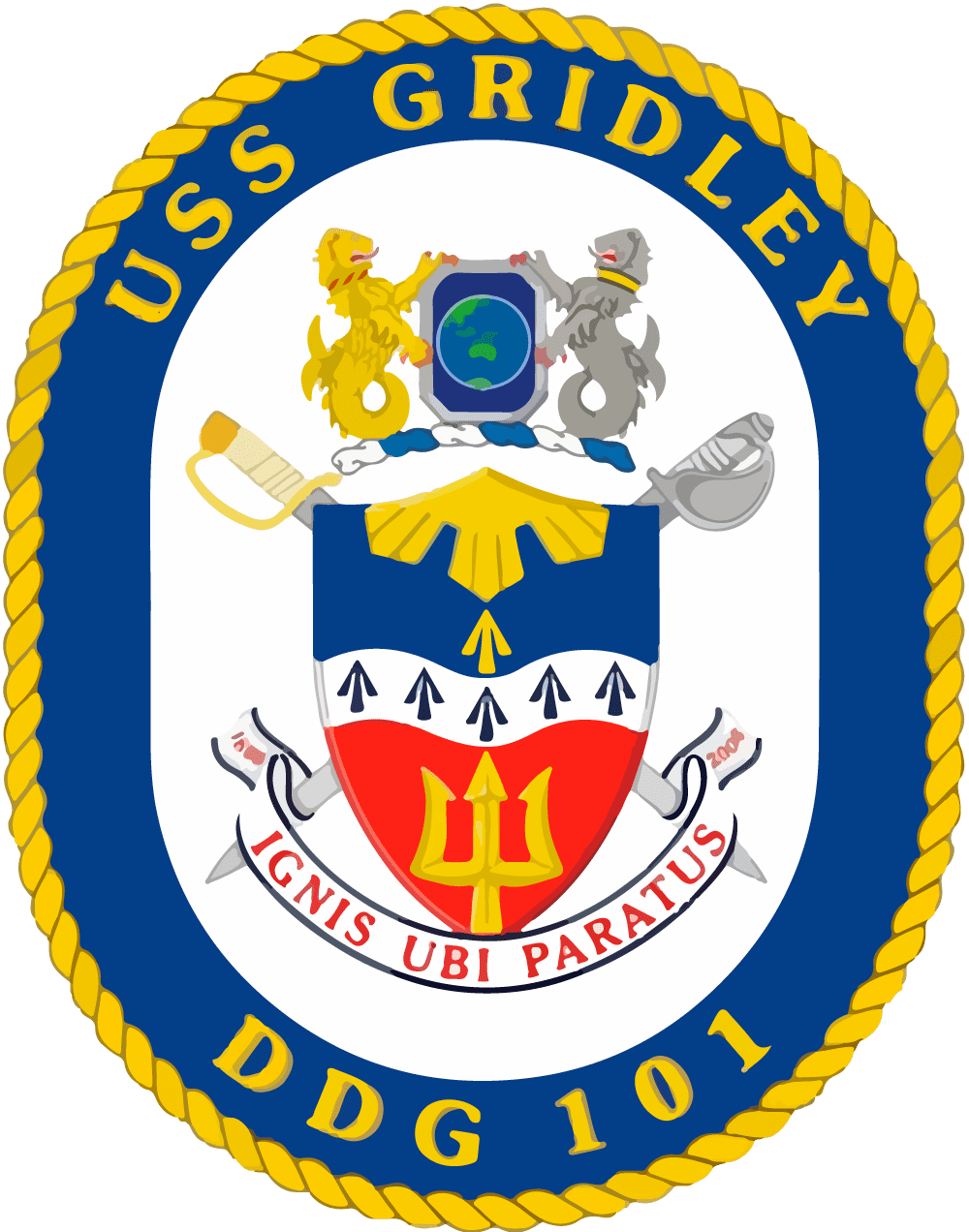 USS Gridley DDG-101 Badge Sticker Decal Arleigh Burke Class Destroyer ...