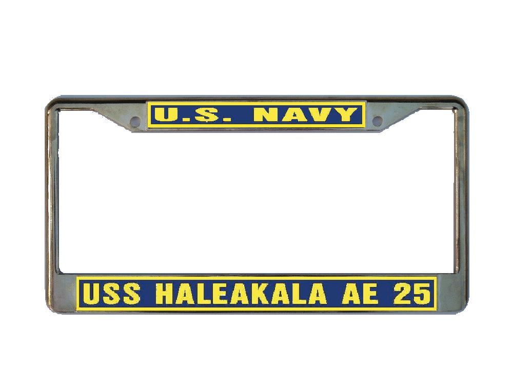 USS HALEAKALA AE 25 License Plate Frame Gold Chrome Metal Military Navy ...