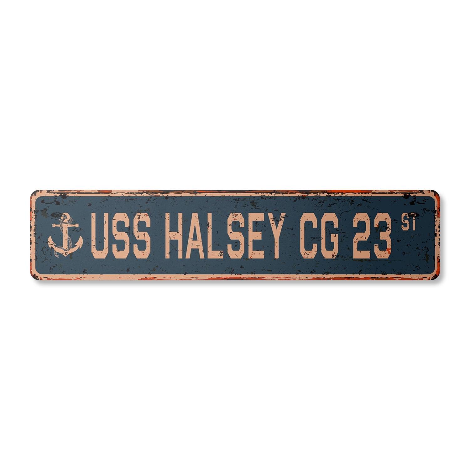 USS HALSEY CG 23 Vintage Plastic Street Sign us navy ship veteran ...