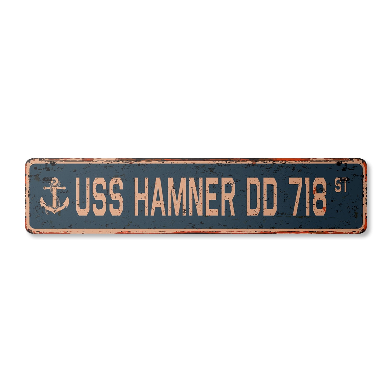 USS HAMNER DD 718 Vintage Plastic Street Sign us navy ship veteran ...