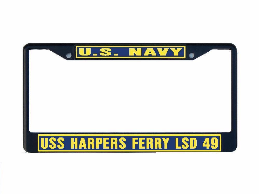 USS HARPERS FERRY LSD 49 License Plate Frame Black Metal Military Navy ...