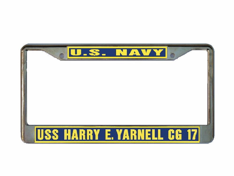 USS HARRY E YARNELL CG 17 License Plate Frame Gold Chrome Metal ...