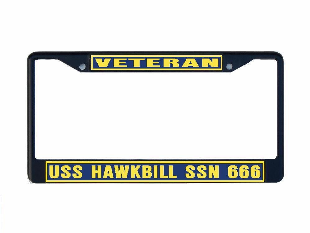 USS HAWKBILL SSN 666 License Plate Frame Black Metal Military Navy USN ...