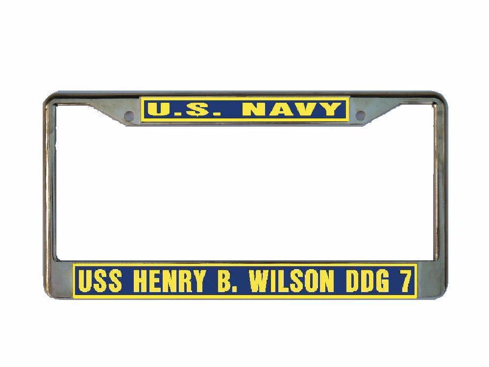 USS HENRY B WILSON DDG 7 License Plate Frame Gold Chrome Metal Military ...