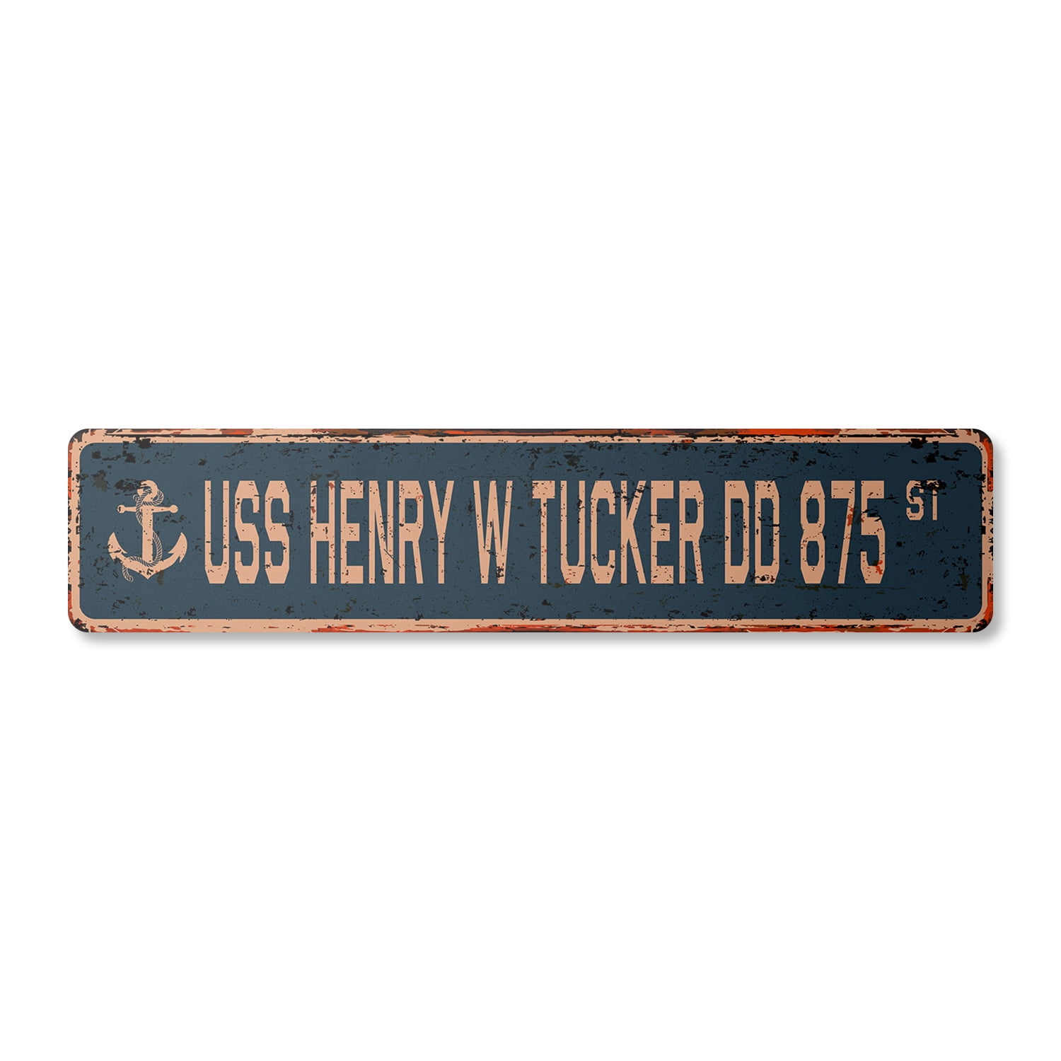 USS HENRY W TUCKER DD 875 Vintage Plastic Street Sign us navy ship ...