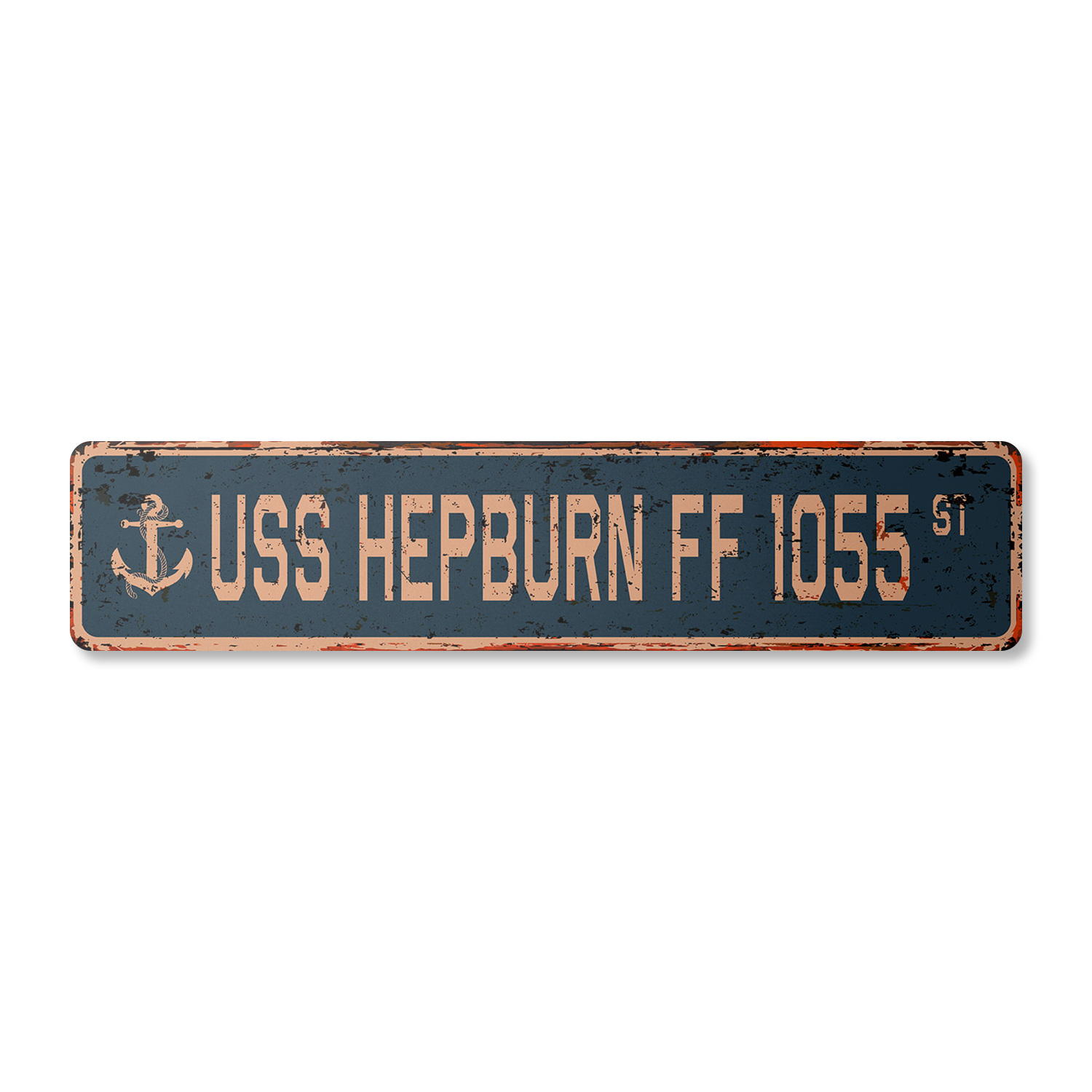 USS HEPBURN FF 1055 Vintage Aluminum Street Sign us navy ship veteran ...