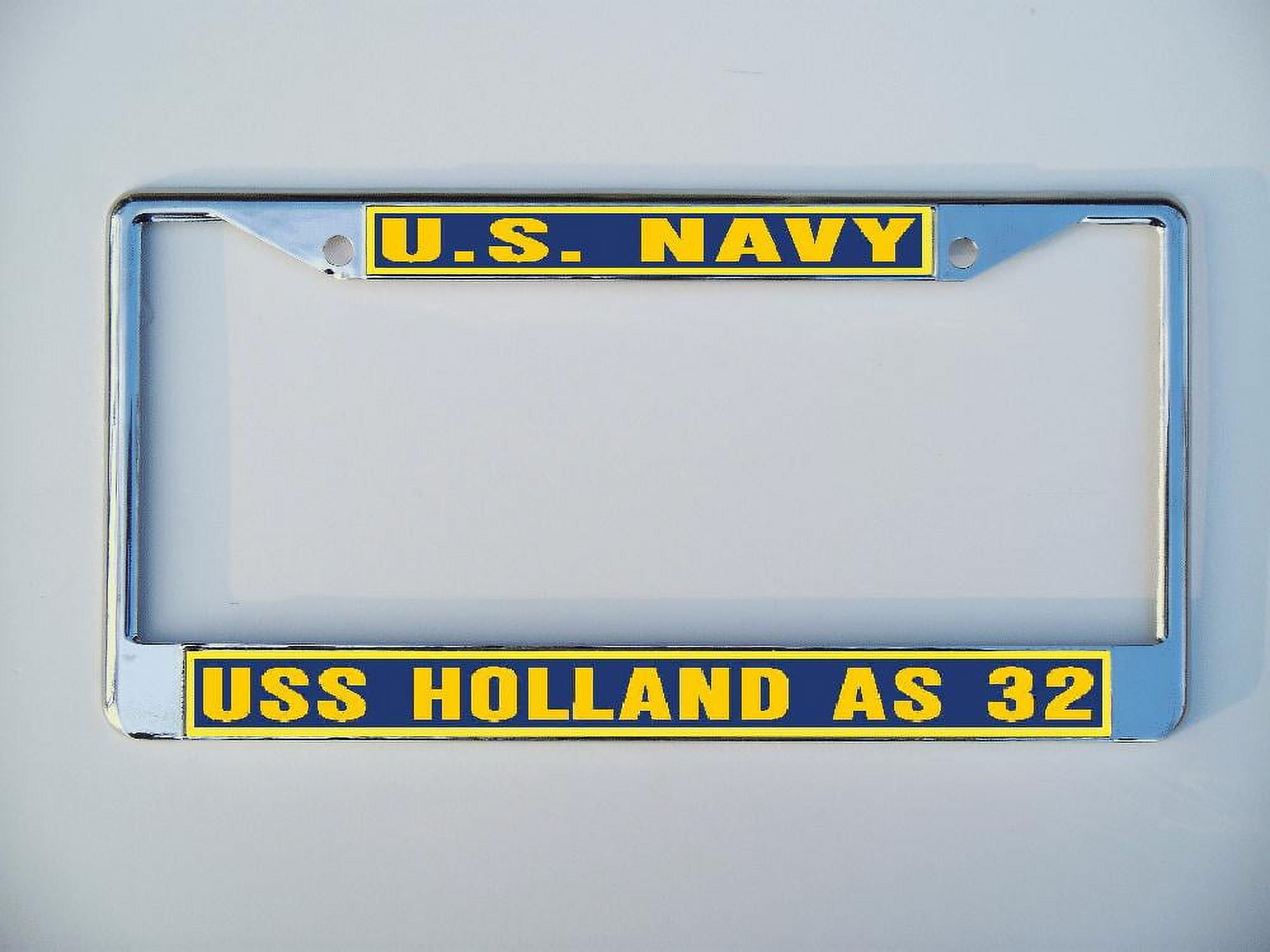 USS HOLLAND AS 32 License Plate Frame Chrome Metal Military Navy USN ...