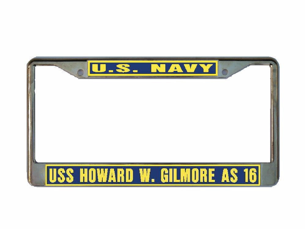 USS HOWARD W GILMORE AS 16 License Plate Frame Gold Chrome Metal ...