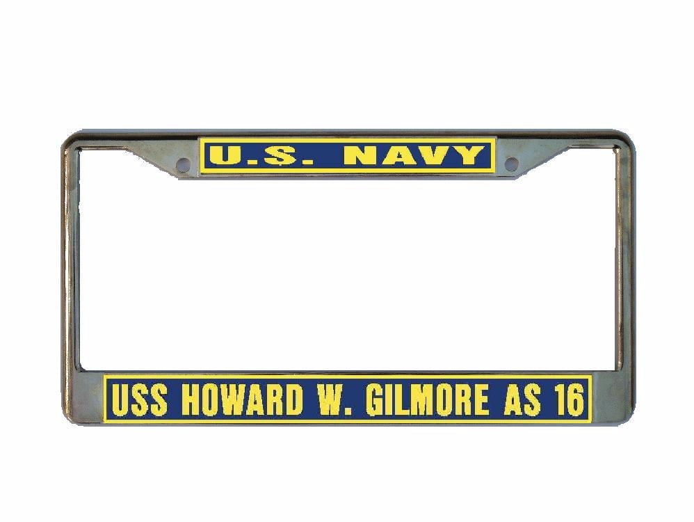 USS HOWARD W GILMORE AS 16 License Plate Frame Gold Chrome Metal ...