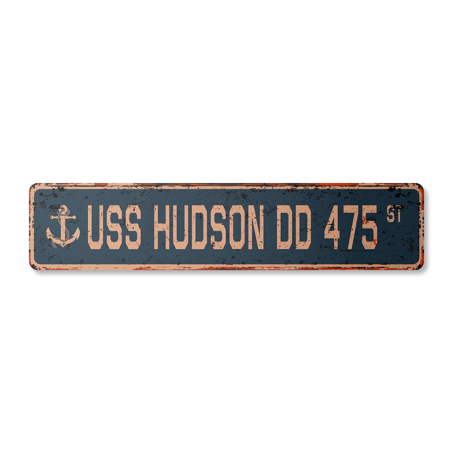 USS HUDSON DD 475 Vintage Plastic Street Sign us navy ship veteran ...