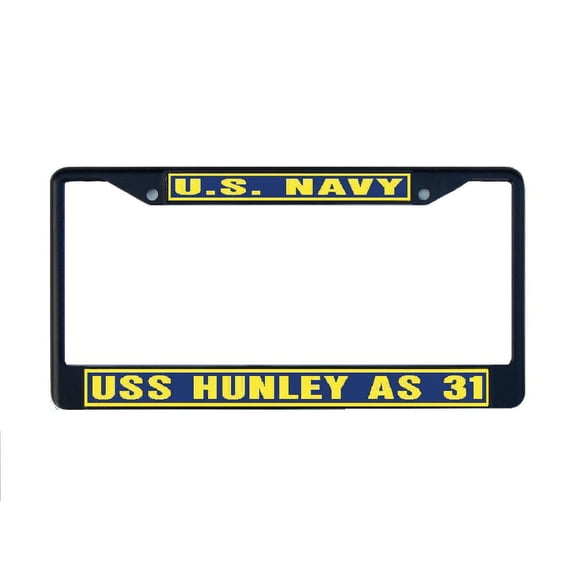 USS HUNLEY AS 31 License Plate Frame Black Metal Military Navy USN Car ...