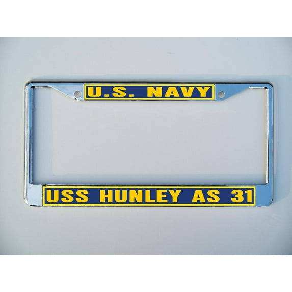 USS HUNLEY AS 31 License Plate Frame Chrome Metal Military Navy USN Car ...