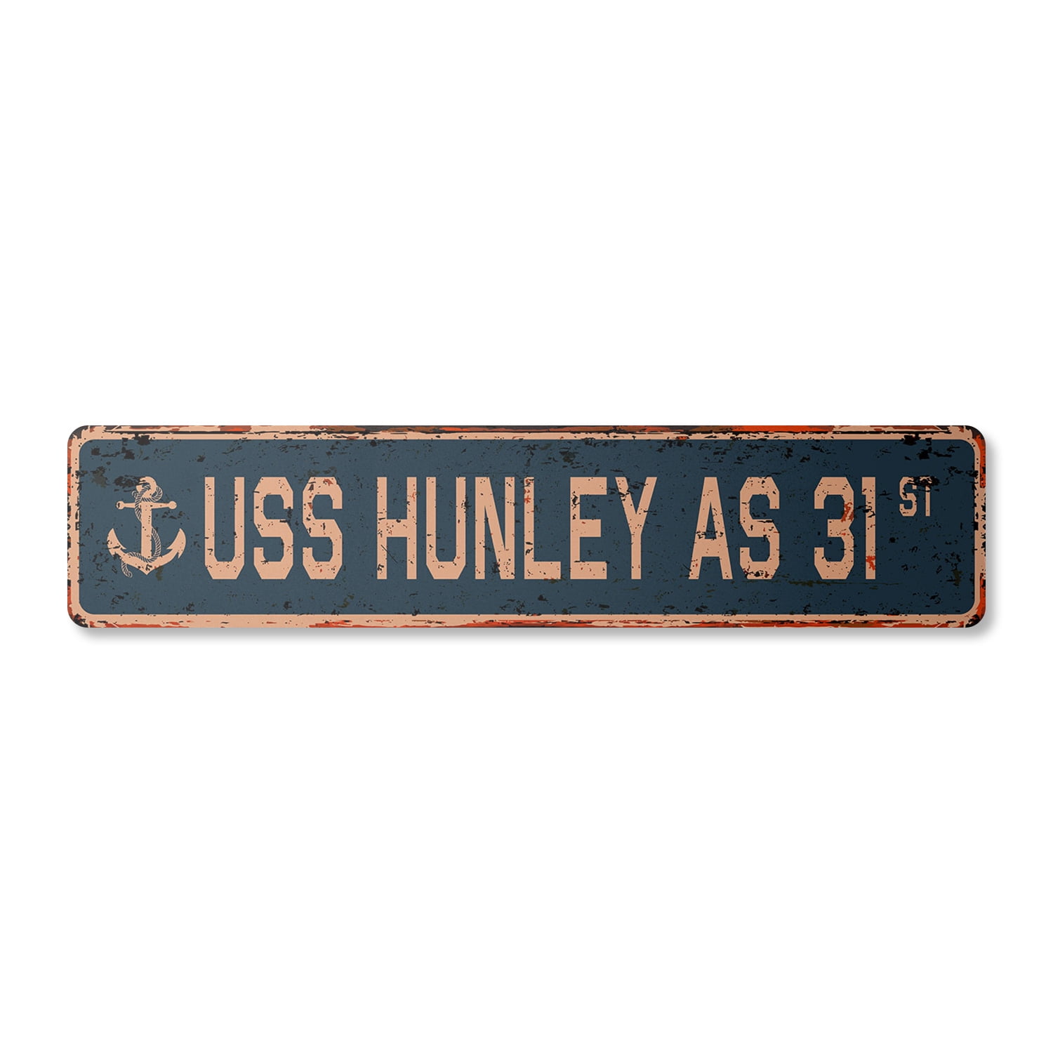 USS HUNLEY AS 31 Vintage Aluminum Street Sign us navy ship veteran ...