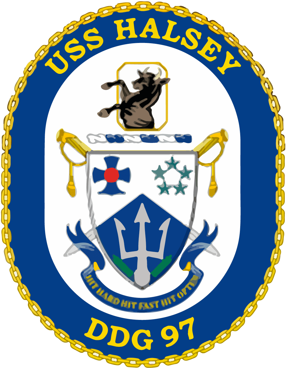 USS Halsey DDG-97 Badge Sticker Decal Arleigh Burke Class Destroyer Car ...