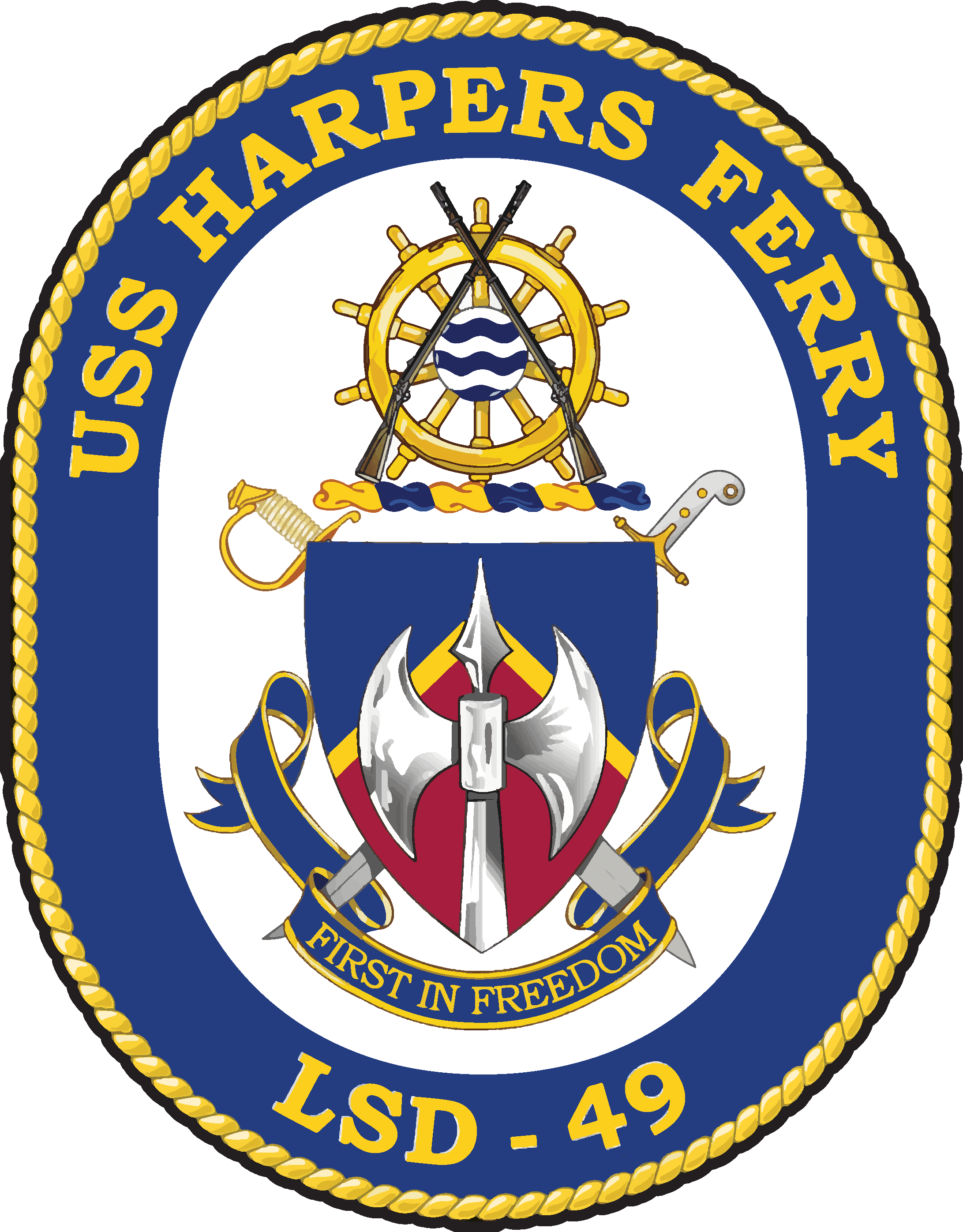 USS Harpers Ferry LSD-49 Badge Sticker Decal Whidbey Island Class Dock ...